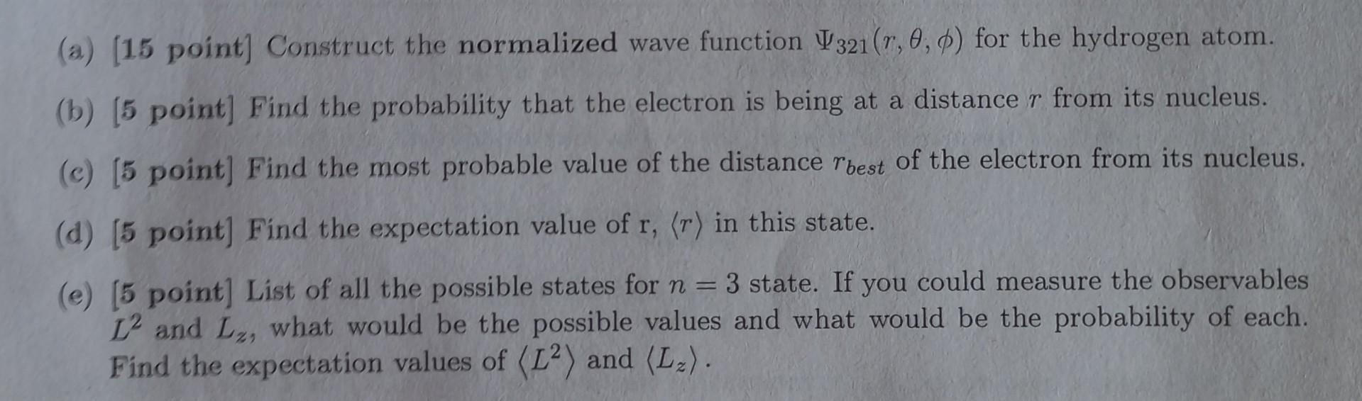 Solved (a) [15 point] Construct the normalized wave function | Chegg.com