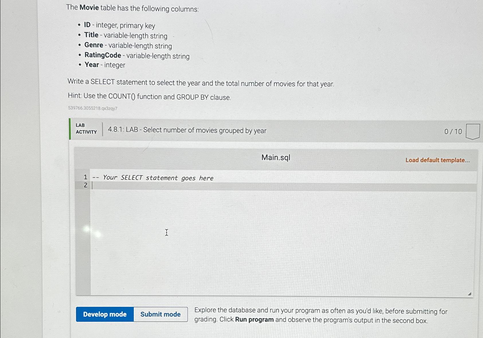 Solved The Movie table has the following columns:ID - | Chegg.com