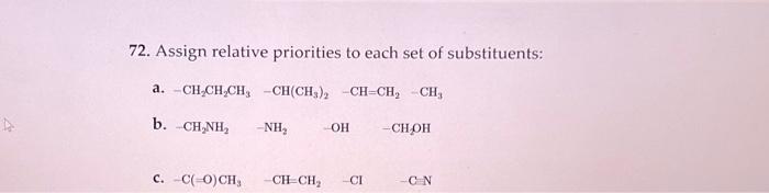 Solved 72. Assign relative priorities to each set of | Chegg.com