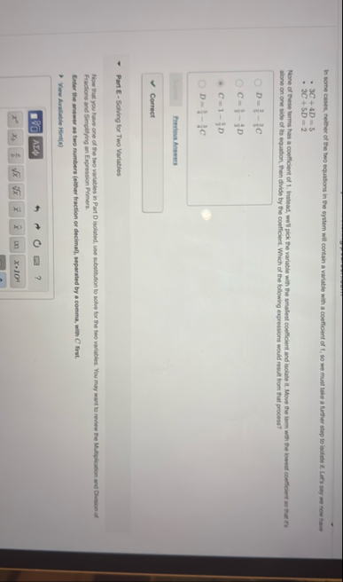 Solved In some cases, neither of the two equations in the | Chegg.com