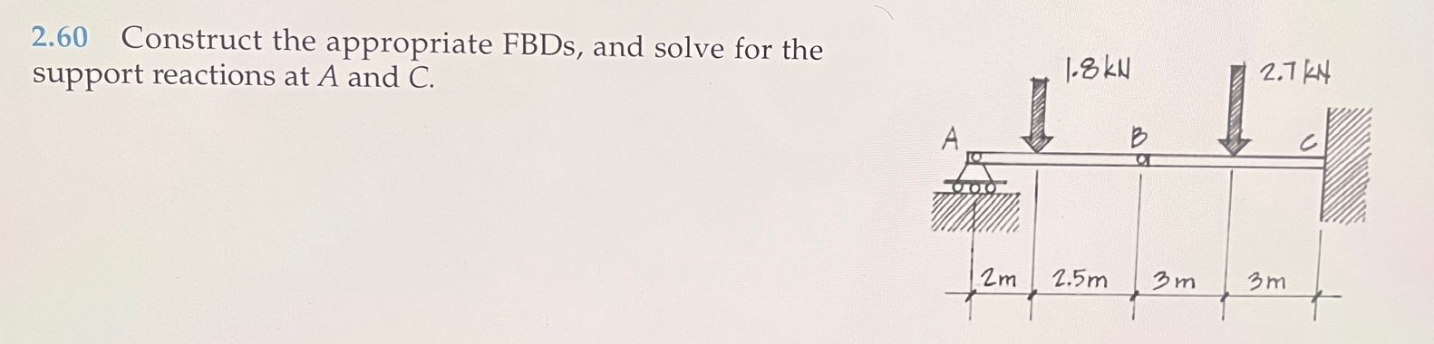 Solved 2.60 ﻿Construct the appropriate FBDs, ﻿and solve for | Chegg.com
