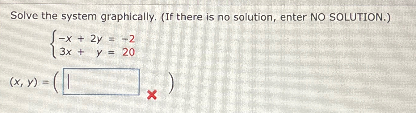 Solved Solve the system graphically. (If there is no | Chegg.com
