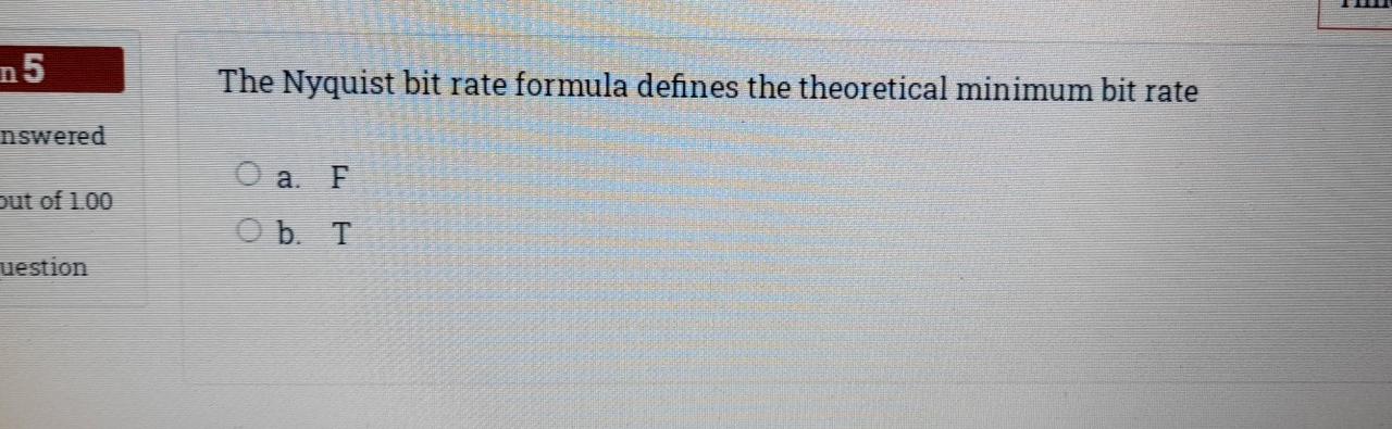 Solved n5 The Nyquist bit rate formula defines the | Chegg.com