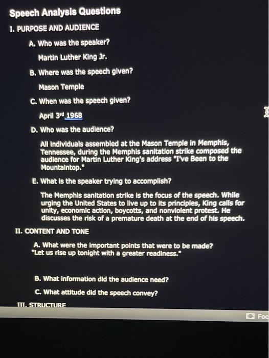 Martin Luther King Jr. speech "ive been to the | Chegg.com