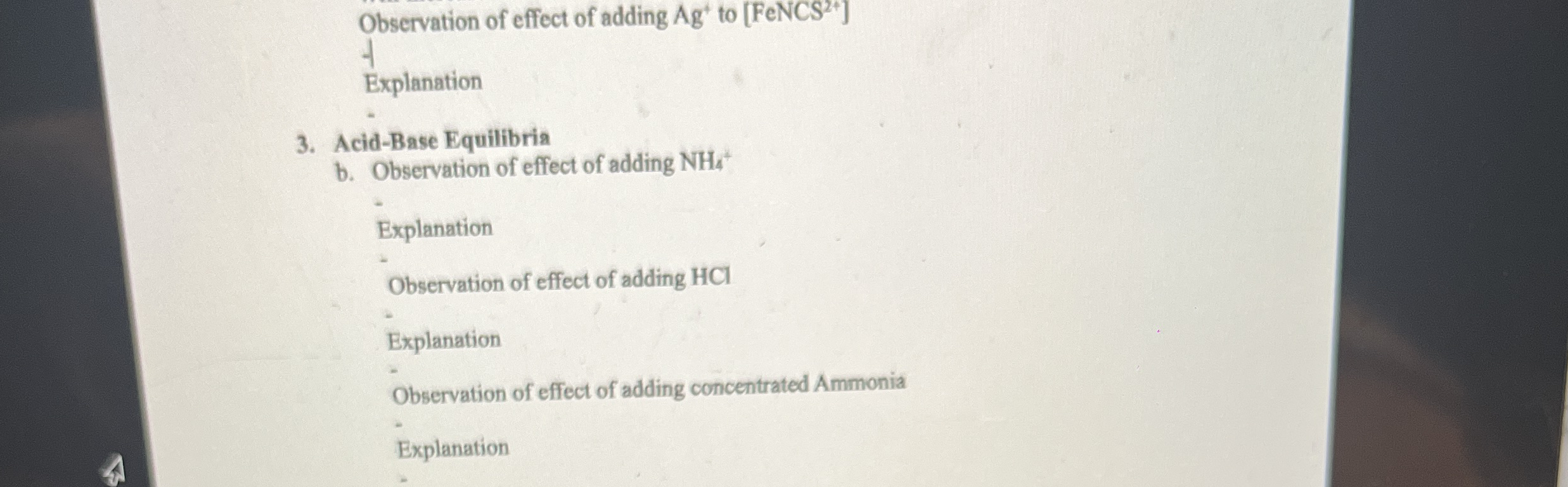 Solved Observation of effect of adding Ag4 ﻿to | Chegg.com