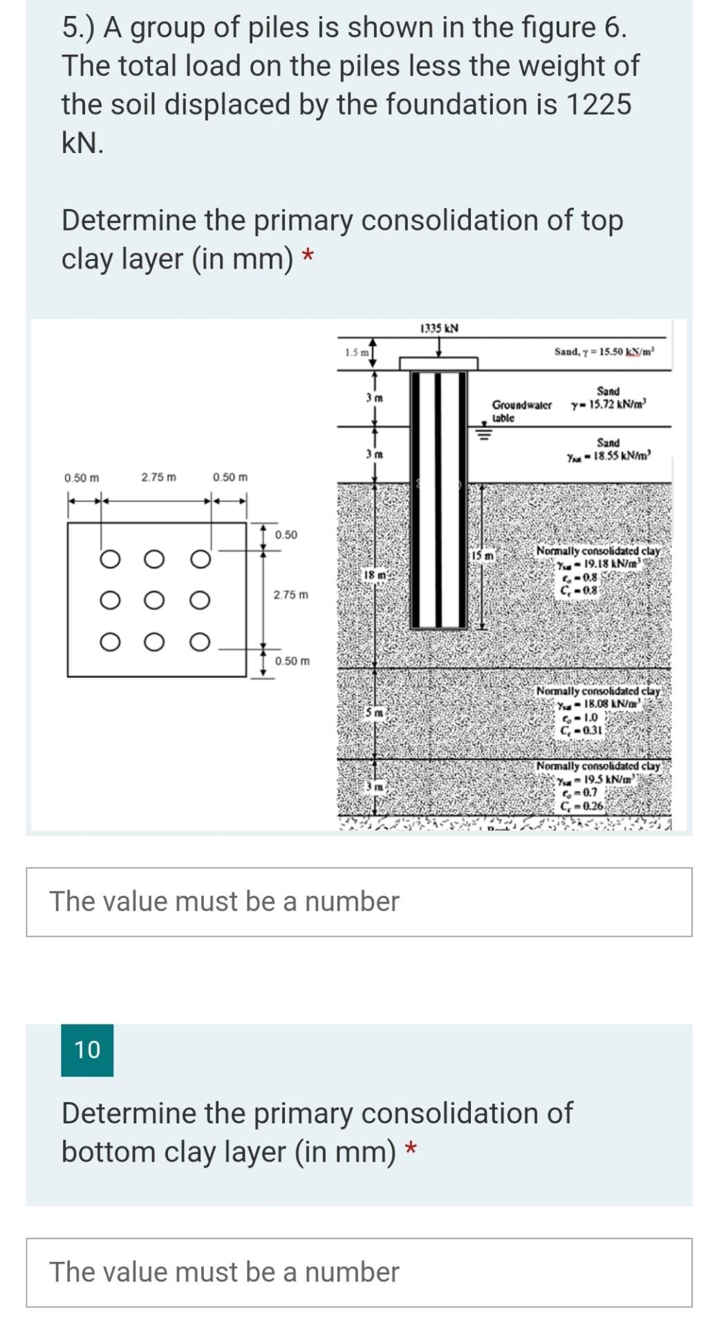 Solved 5.) A group of piles is shown in the figure 6. The | Chegg.com