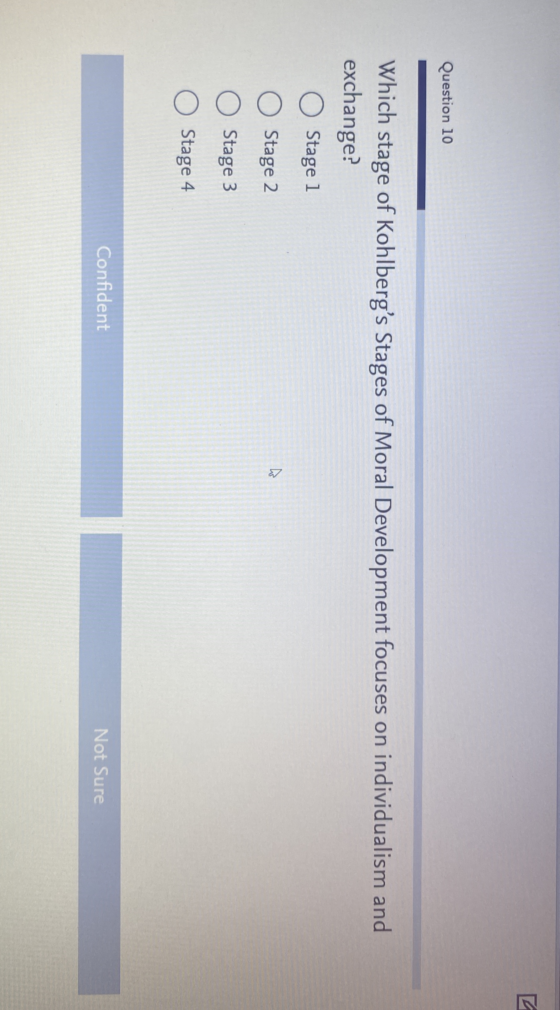 Solved Question 10Which stage of Kohlberg's Stages of Moral | Chegg.com