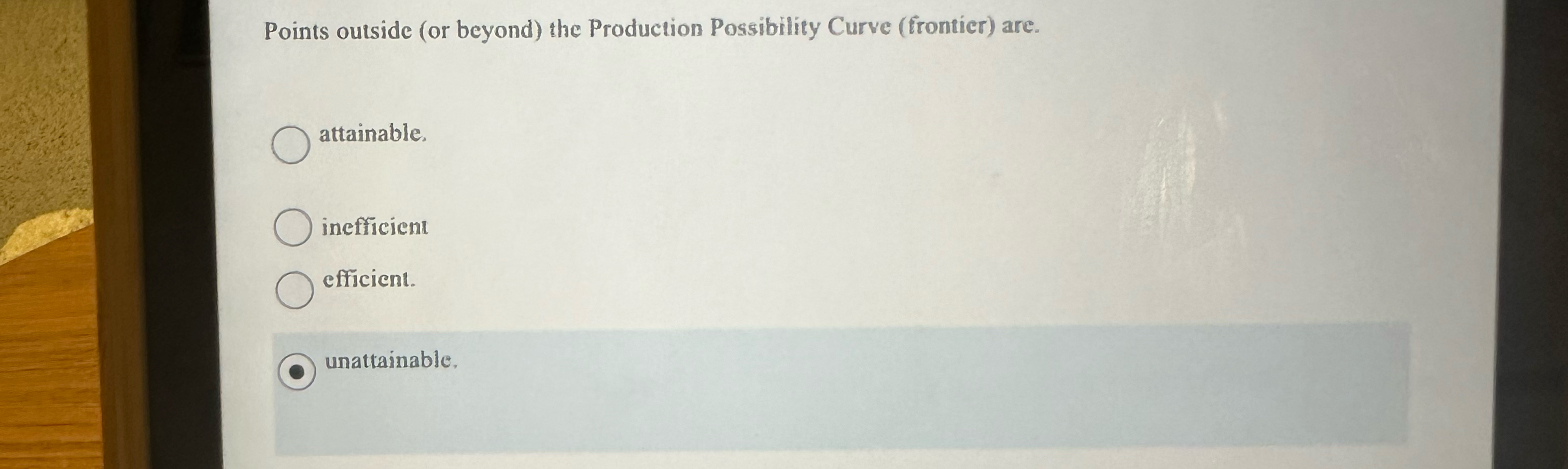 Solved Points outside (or beyond) ﻿the Production | Chegg.com