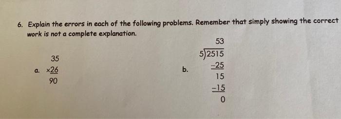 Solved 6. Explain the errors in each of the following | Chegg.com
