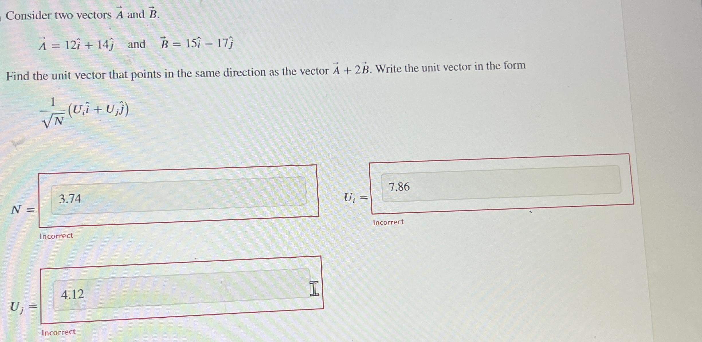 Solved Consider two vectors vec(A) ﻿and | Chegg.com