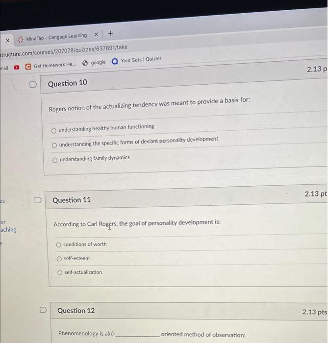 Solved Rogers notion of the actualizing tendency was meant | Chegg.com