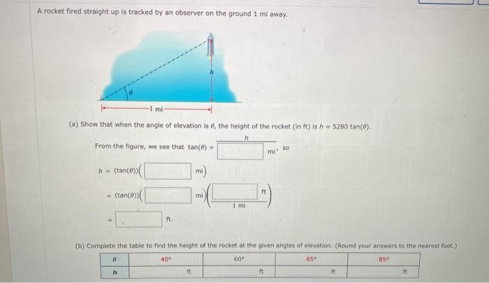 Solved A rocket fired straight up is tracked by an observer | Chegg.com