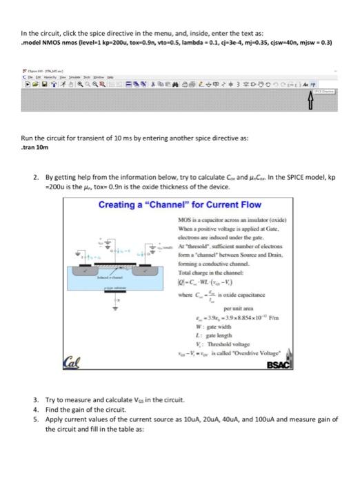 1. Setup the circuit below: Right click the NMOS | Chegg.com