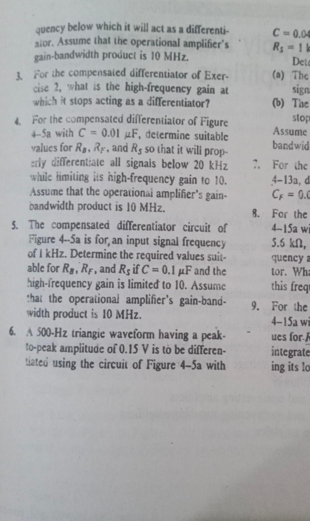 Solved 1. For the basic differentiator circuit of Figure | Chegg.com