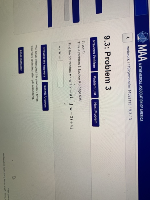 Solved MAA MATHEMATICAL ASSOCIATION OF AMERICA webwork / | Chegg.com