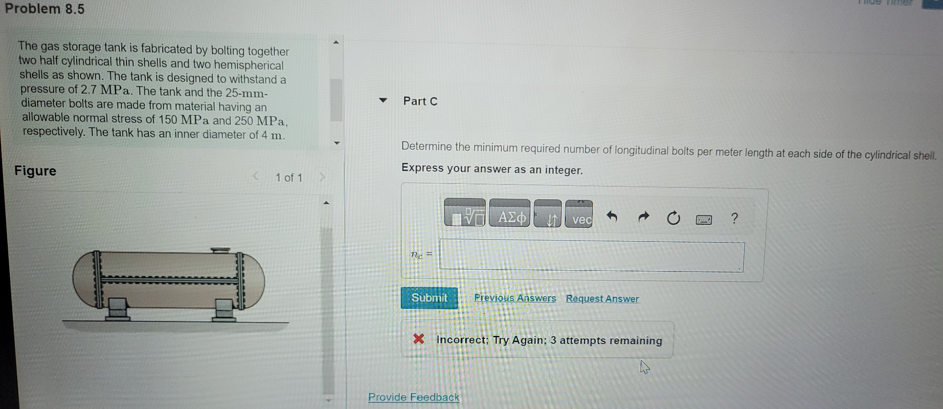 Solved Problem 8.5The gas storage tank is fabricated by | Chegg.com