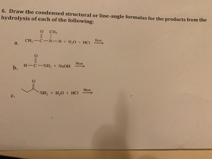 Solved draw the condensed structural or line-angle formulas | Chegg.com