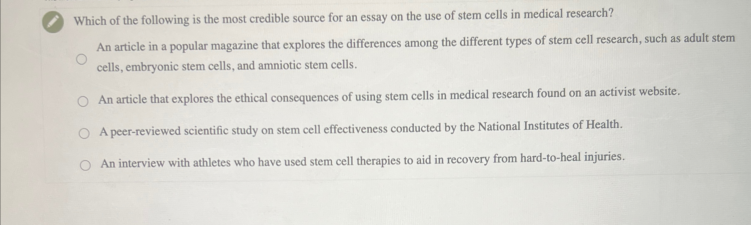 Solved Which of the following is the most credible source | Chegg.com