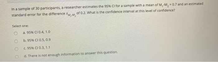 Solved In a sample of 30 participants, a researcher | Chegg.com