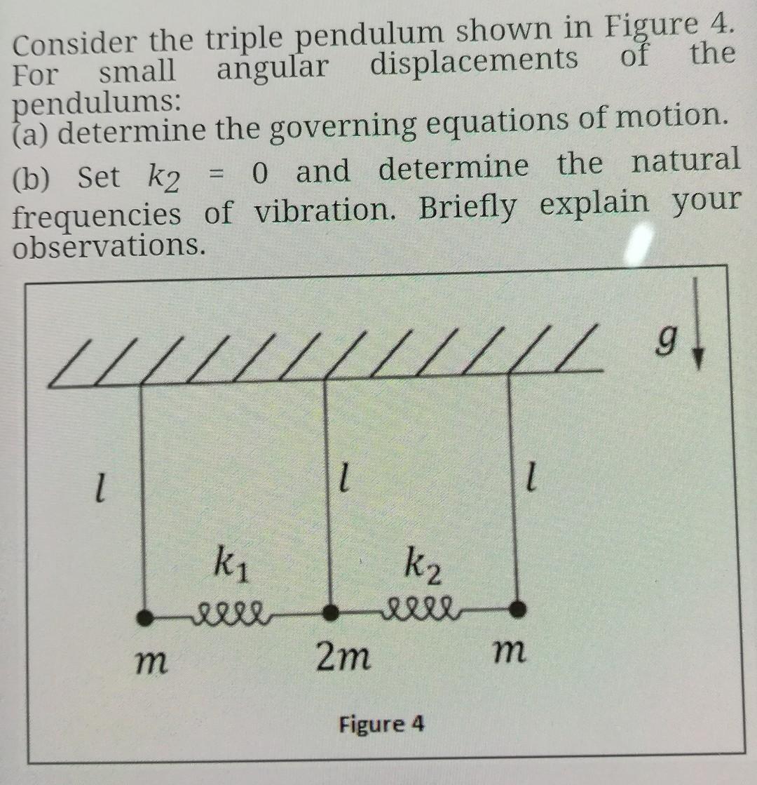 Solved Consider the triple pendulum shown in Figure 4. For | Chegg.com