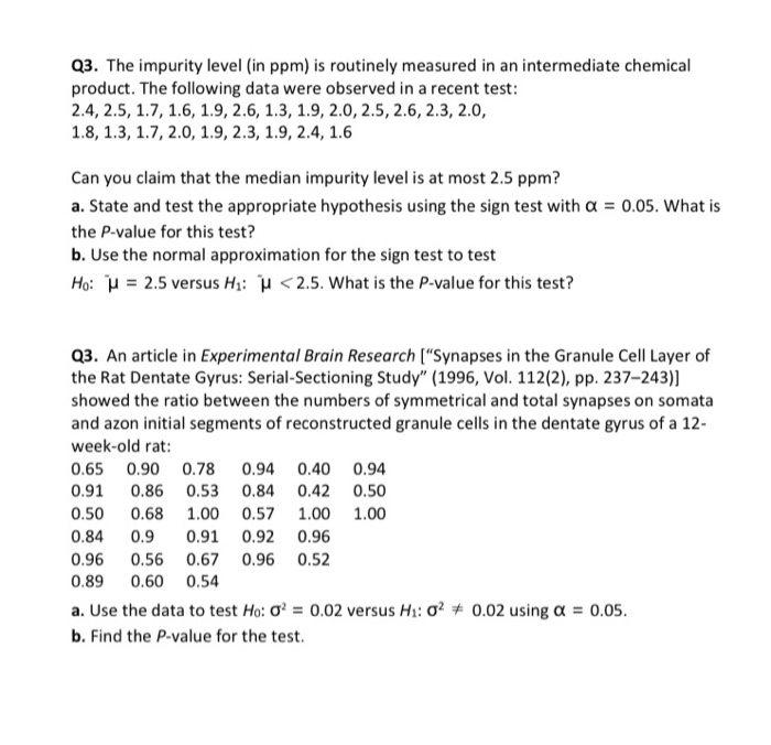 Solved Q3. The impurity level (in ppm) is routinely measured | Chegg.com