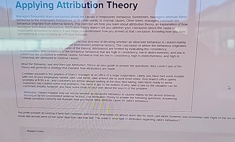 Solved Applying Attribution TheoryManagers frequently draw | Chegg.com
