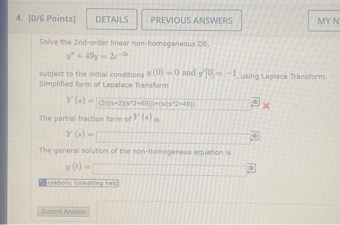 Solved Solve the 2nd-order linear non-homogeneous DE, | Chegg.com