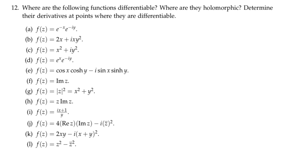 Solved Where are the following functions differentiable? | Chegg.com