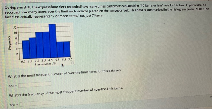 Solved During one shift, the express lane clerk recorded how | Chegg.com