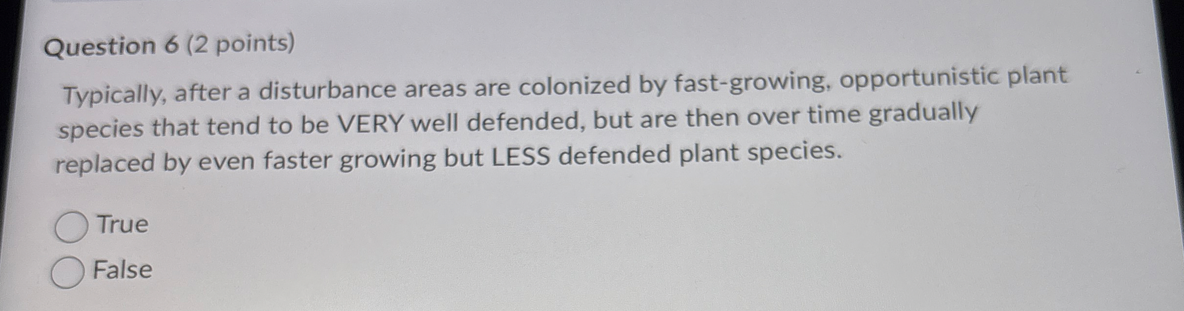 Solved Question 6 (2 ﻿points)Typically, after a disturbance | Chegg.com