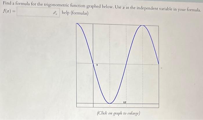 Solved Find a formula for the trigonometric function graphed | Chegg.com
