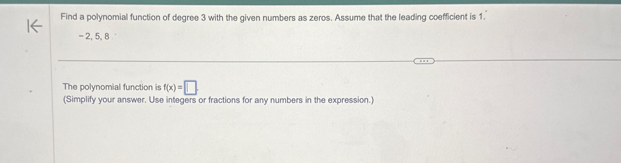 Solved Find a polynomial function of degree 3 ﻿with the | Chegg.com