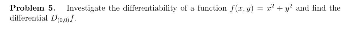 Solved Problem 5. ﻿Investigate the differentiability of a | Chegg.com