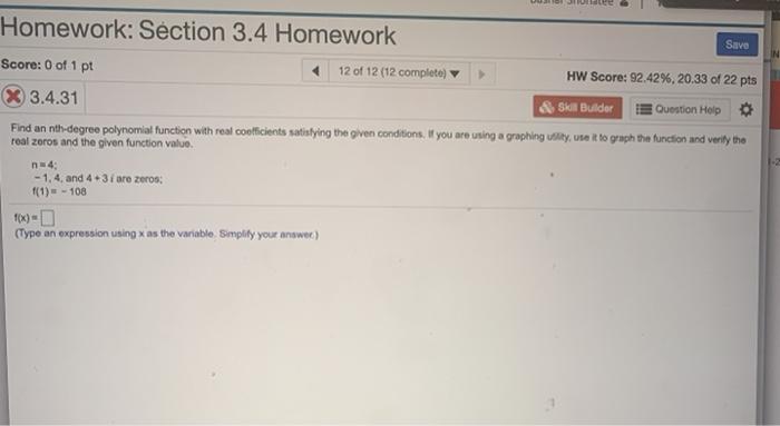 Solved Homework Section 3 4 Homework Save Score 0 Of 1 Pt