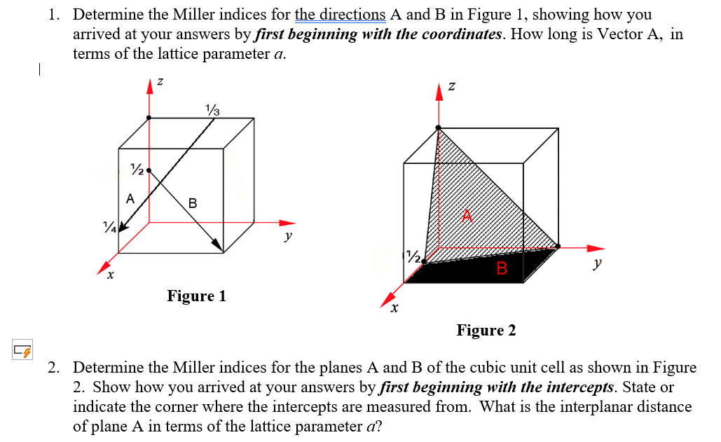 Solved Determine the Miller indices for the planes A and B | Chegg.com
