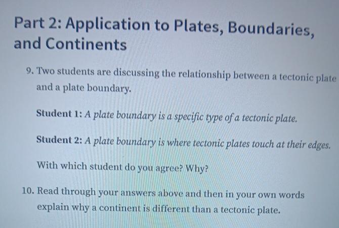 Solved Part 2: Application to Plates, Boundaries, and | Chegg.com