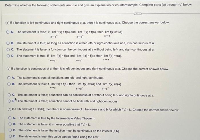 Solved (a) If a function is left-continuous and | Chegg.com