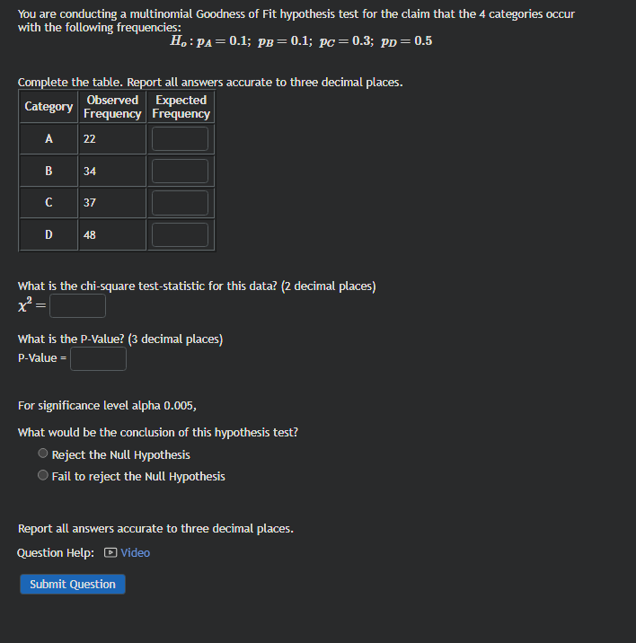 Solved You are conducting a multinomial Goodness of Fit | Chegg.com