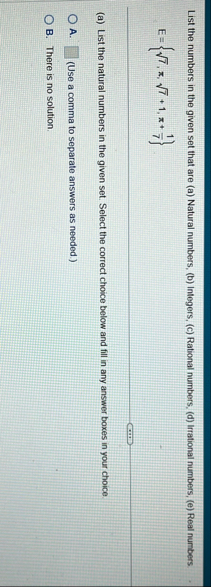 Solved List the numbers in the given set that are (a) | Chegg.com