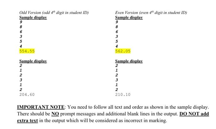 Solved please write a program base on the given information | Chegg.com
