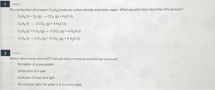 Solved The combustion of propane (C3H8) produces carbon | Chegg.com