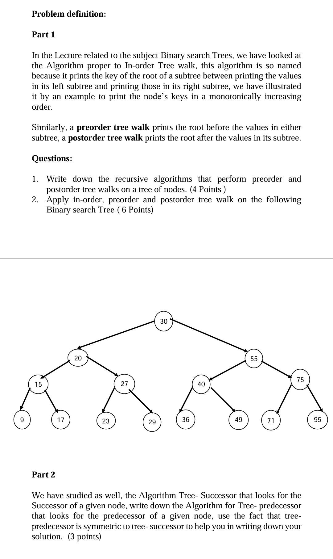 Solved Problem definition: Part 1 In the Lecture related to | Chegg.com