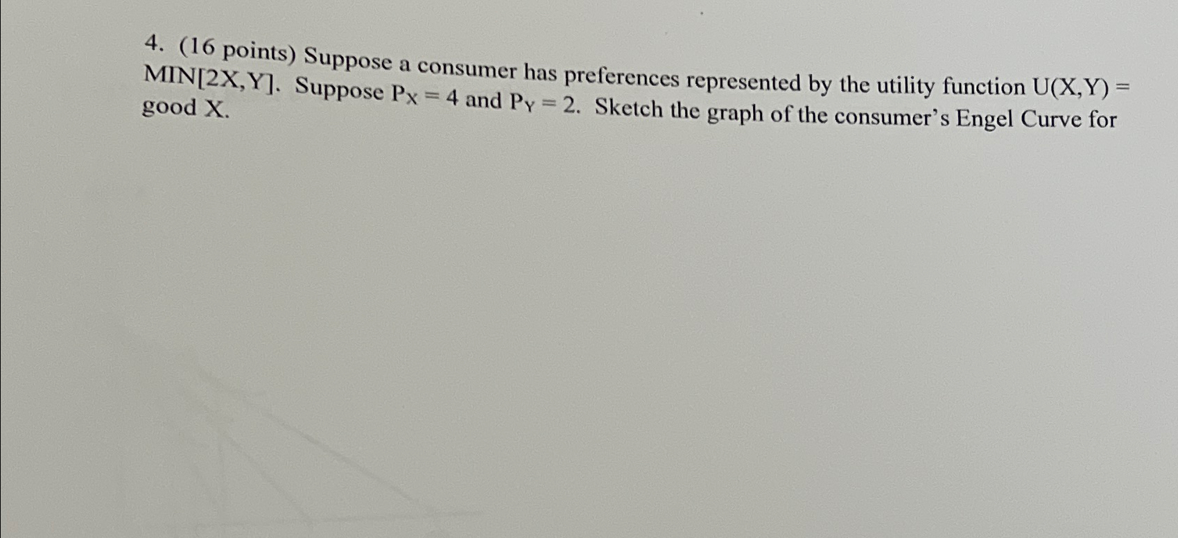 Solved (16 ﻿points) ﻿Suppose a consumer has preferences | Chegg.com