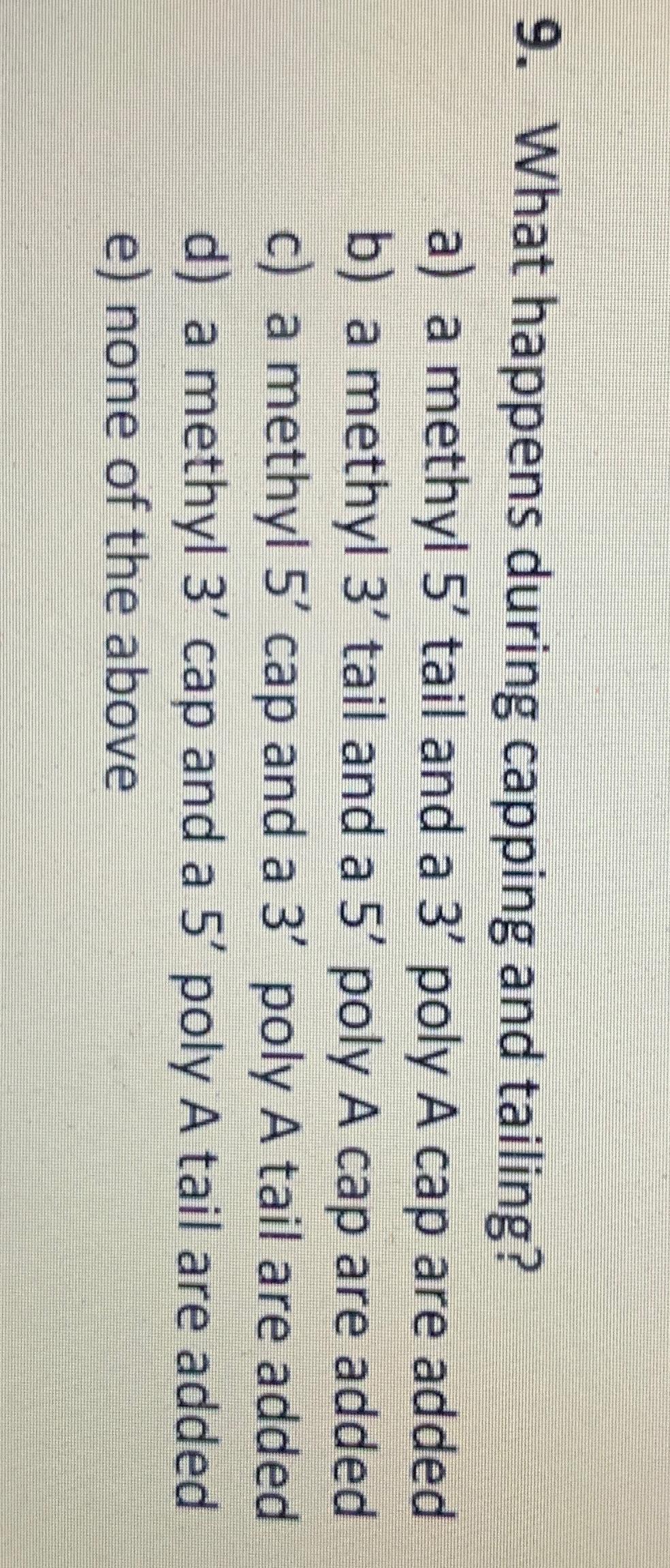 Solved What happens during capping and tailing?a) ﻿a methyl | Chegg.com