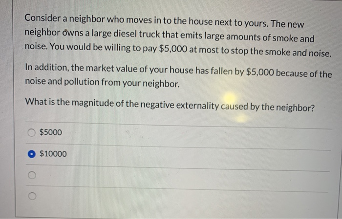 Solved Consider a neighbor who moves in to the house next to | Chegg.com