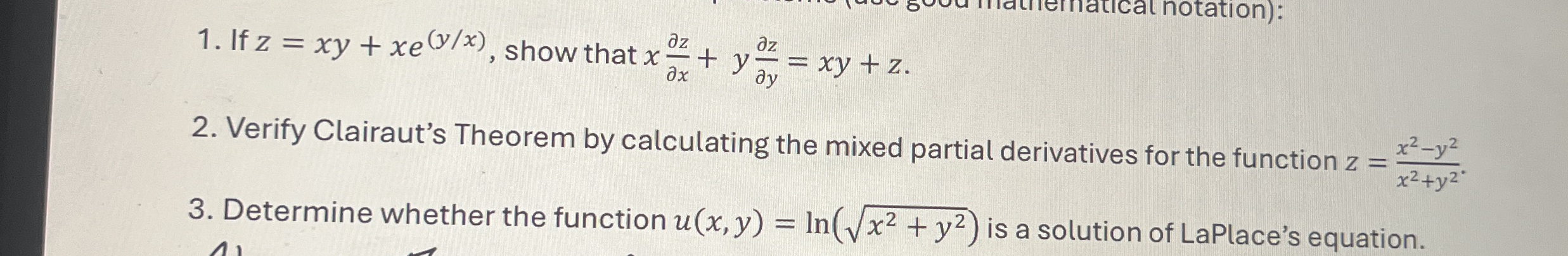 Solved by an EXPERT Verify Clairaut's Theorem by calculating the mixed | Chegg.com