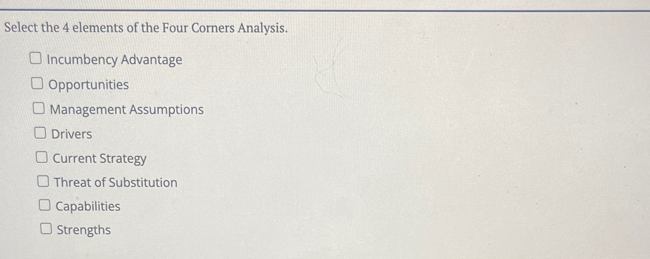 Solved Select the 4 ﻿elements of the Four Corners | Chegg.com