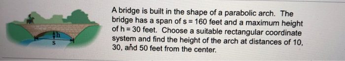 Solved A bridge is built in the shape of a parabolic arch. | Chegg.com