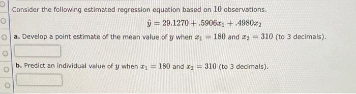 Solved Consider the following estimated regression equation | Chegg.com