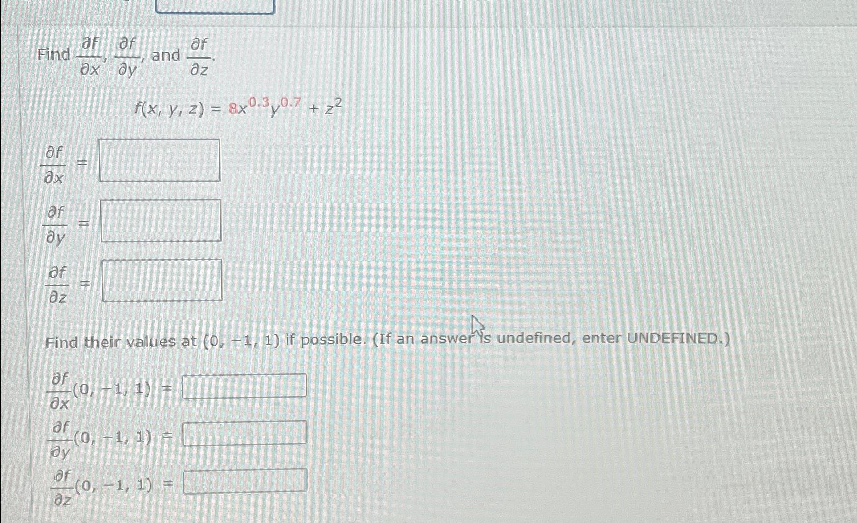 Solved Find delfdelx,delfdely, ﻿and | Chegg.com